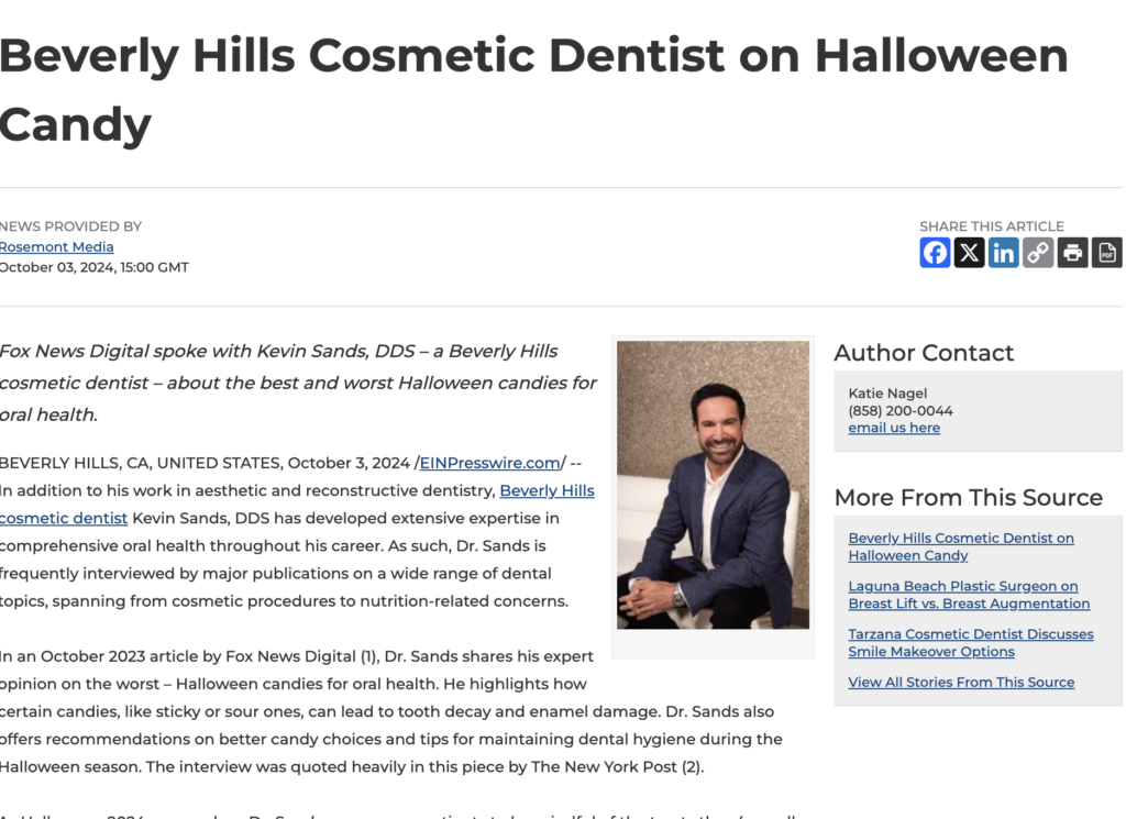 Beverly Hills Dentist Discusses Halloween Candy in Fox News Interview